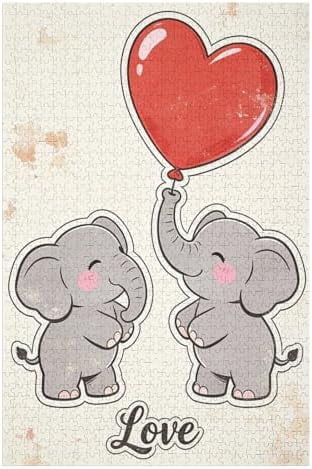 1000 Piece Elephant Love Valentine’s Day Relaxing Brain Teaser Puzzle ...