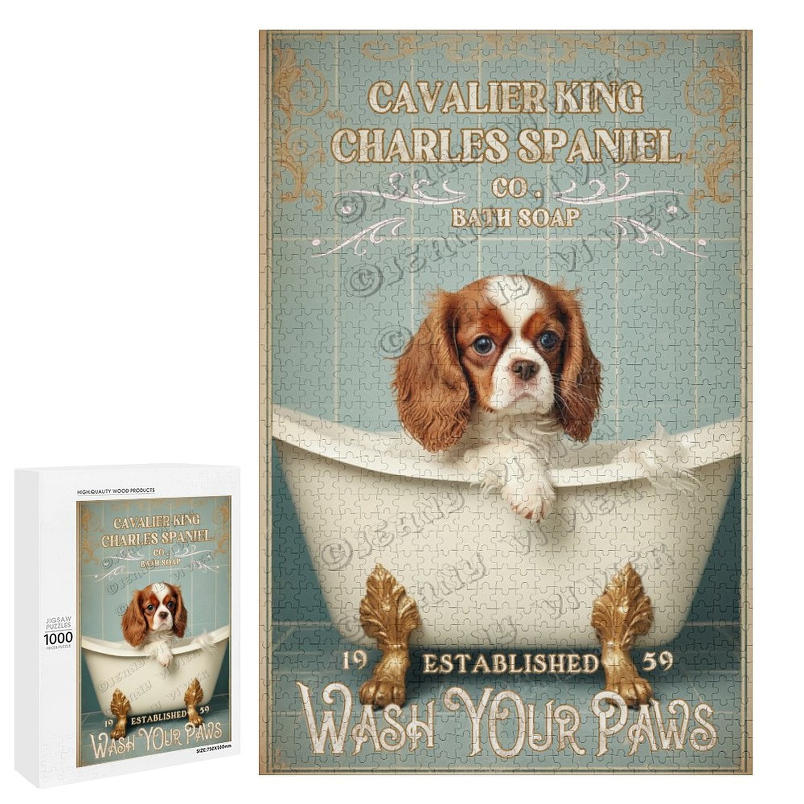 1000 Piece Jigsaw Puzzle 20" x 30" Finished Size Cavalier King Charles ...