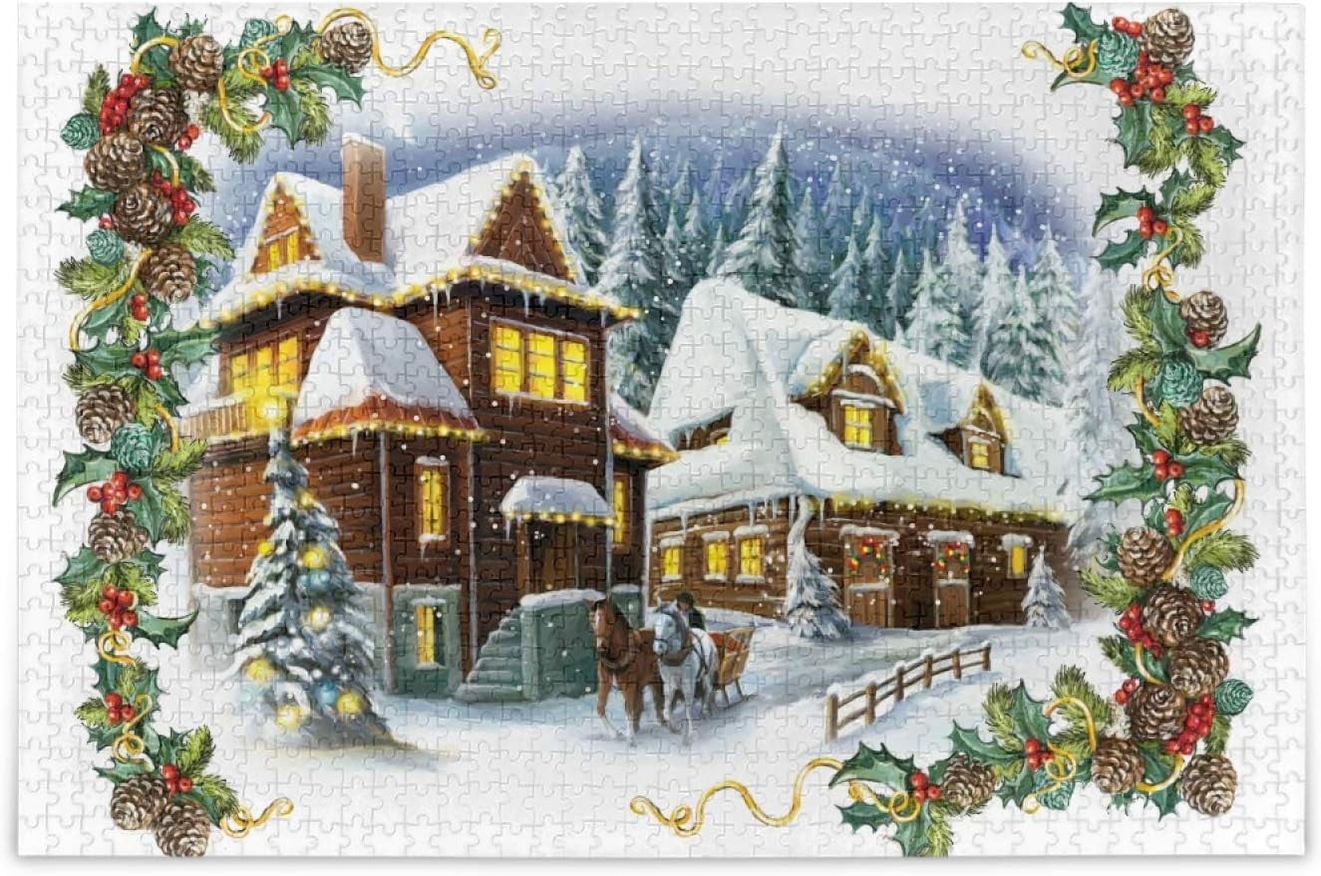 1000 Piece Jigsaw Puzzle for Adults Kids, Christmas Winter Happy Scene ...