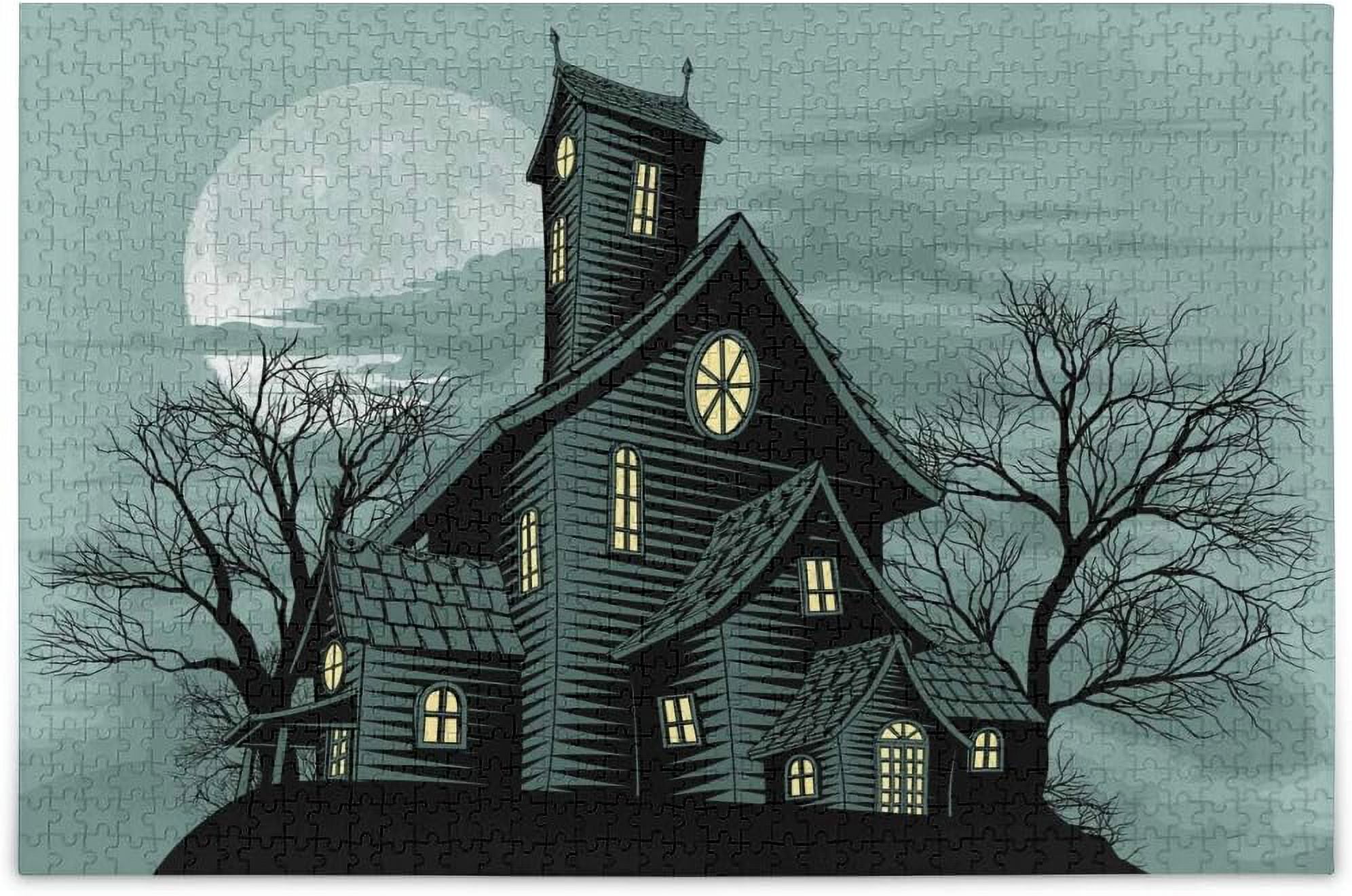 1000 Piece Jigsaw Puzzle for Adults Kids, Halloween Scene Spooky House ...