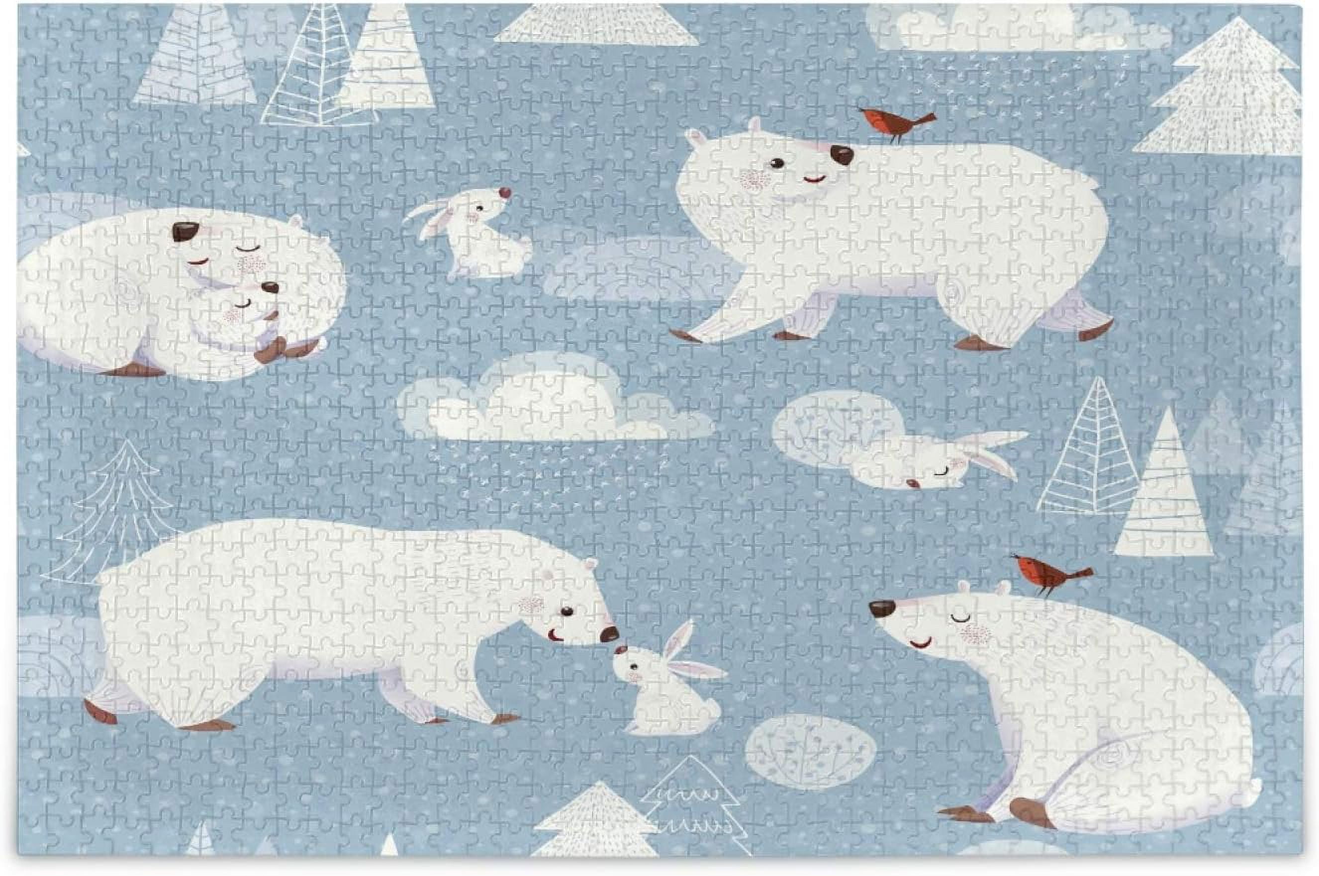 1000 Piece Jigsaw Puzzle for Adults Kids, Winter Cute Polar Bears ...