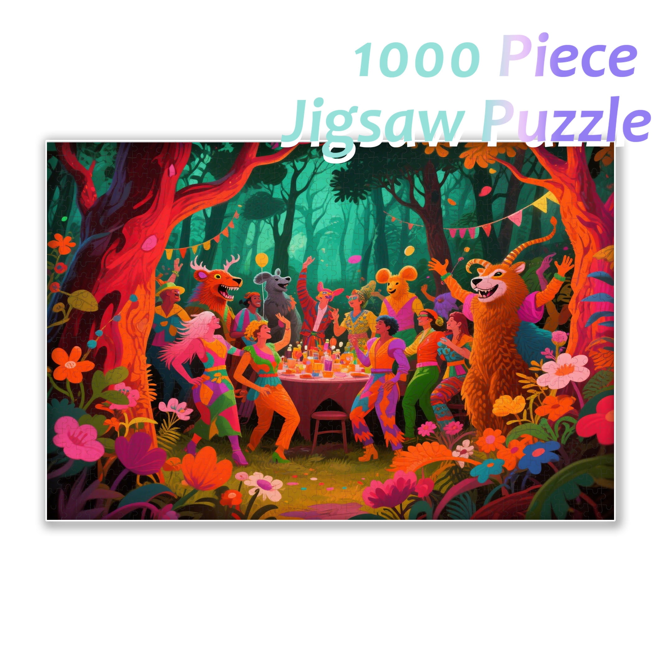 1000 Piece Jigsaw Puzzle - Animal party Adult Challenge Jigsaw Game ...
