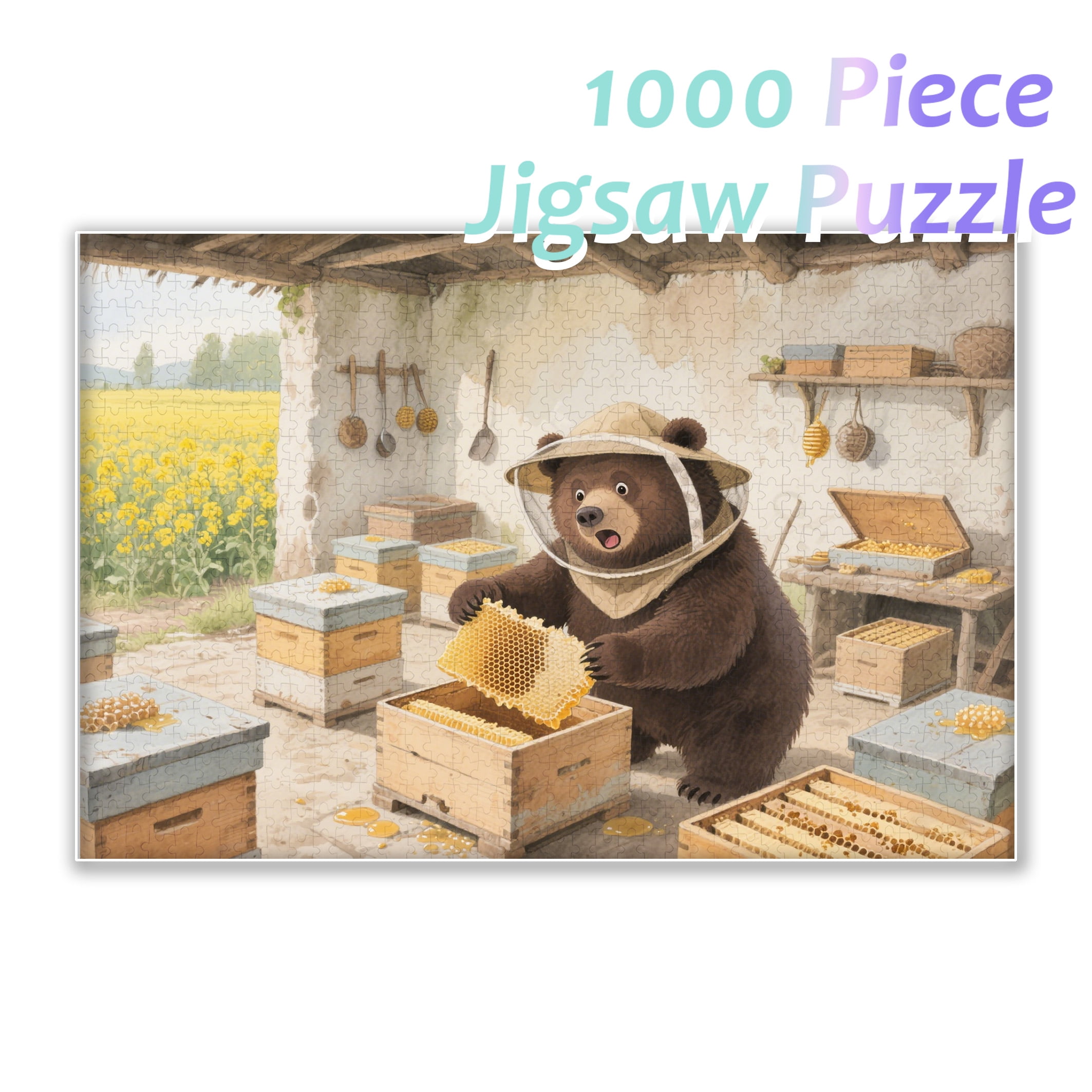 1000 Piece Jigsaw Puzzle - Bear collecting honey Adult Challenge Jigsaw ...