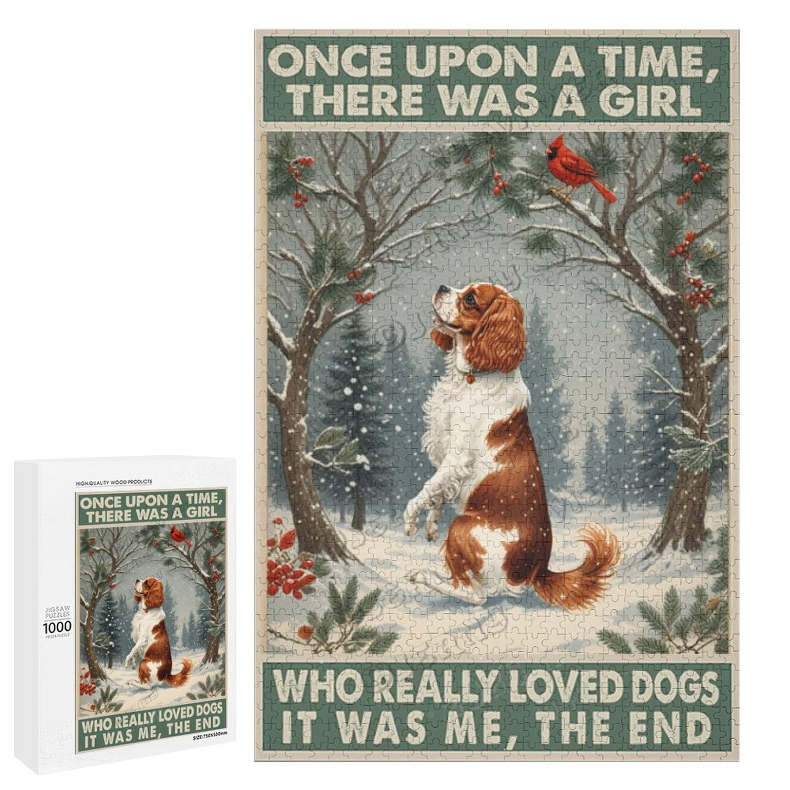 1000 Piece Jigsaw Puzzle – Cavalier King Charles Spaniel Dog in Winter ...