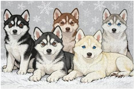 1000 Piece Jigsaw Puzzle, Challenging Husky Dog Portrait Art, 30"x20 ...