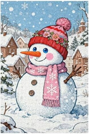 1000 Piece Jigsaw Puzzle, Cute Little Snowman Winter Holiday Art ...