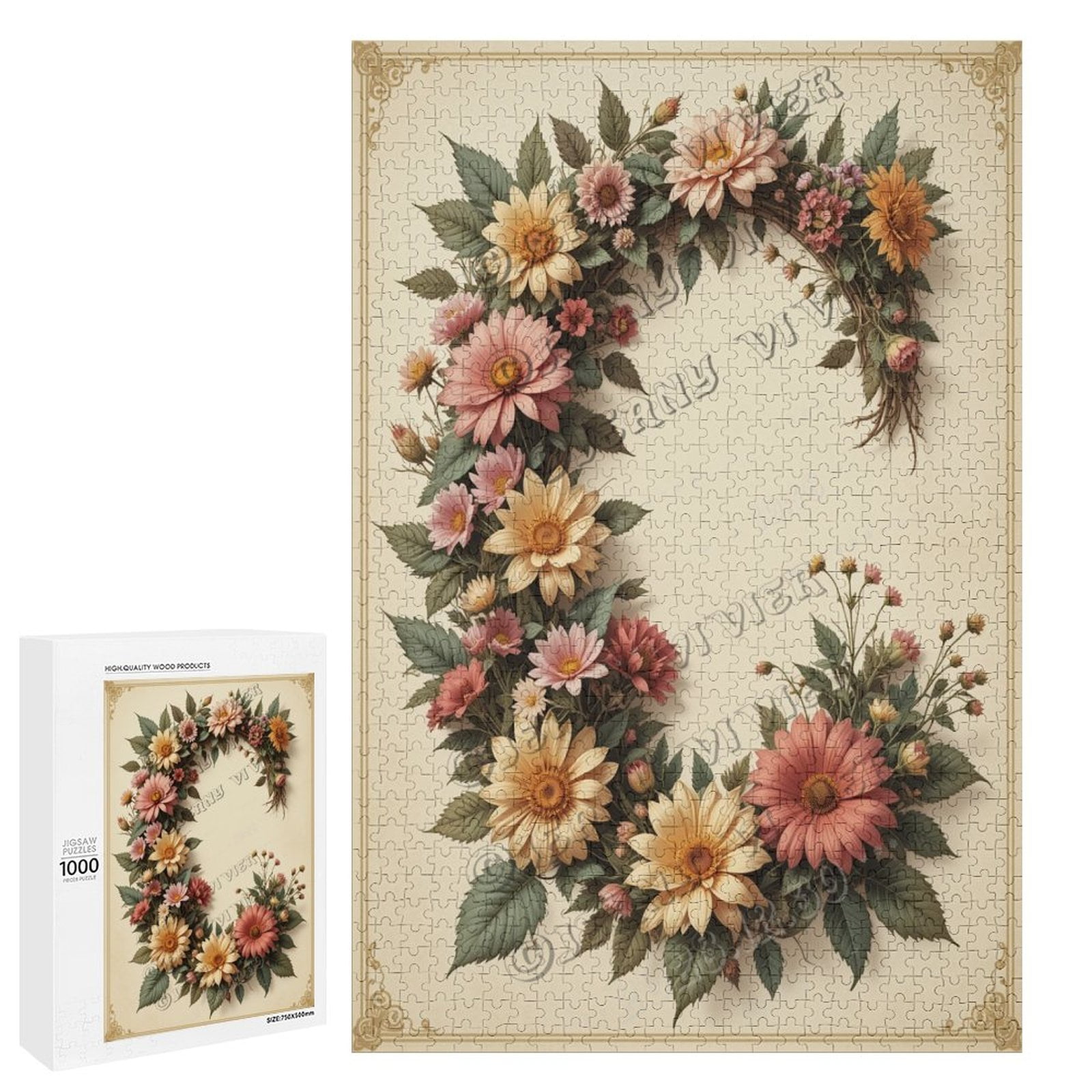 1000 Piece Jigsaw Puzzle – Floral Letter C Puzzle for Adults – Elegant ...