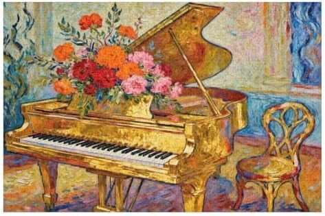 1000 Piece Jigsaw Puzzle, Floral Piano Music Instrument Art ...