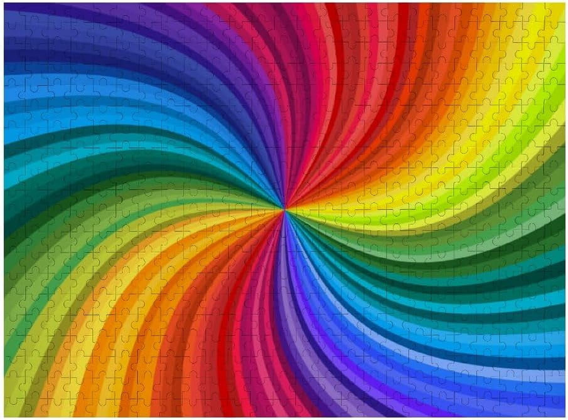 1000 Piece Jigsaw Puzzle for Kids Adults - Vivid Rainbow Colored Swirl ...