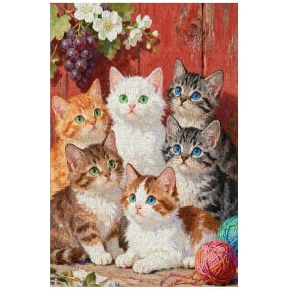1000 Piece Jigsaw Puzzle, Pet Cats Colorful Animal Art, Stress Relief ...