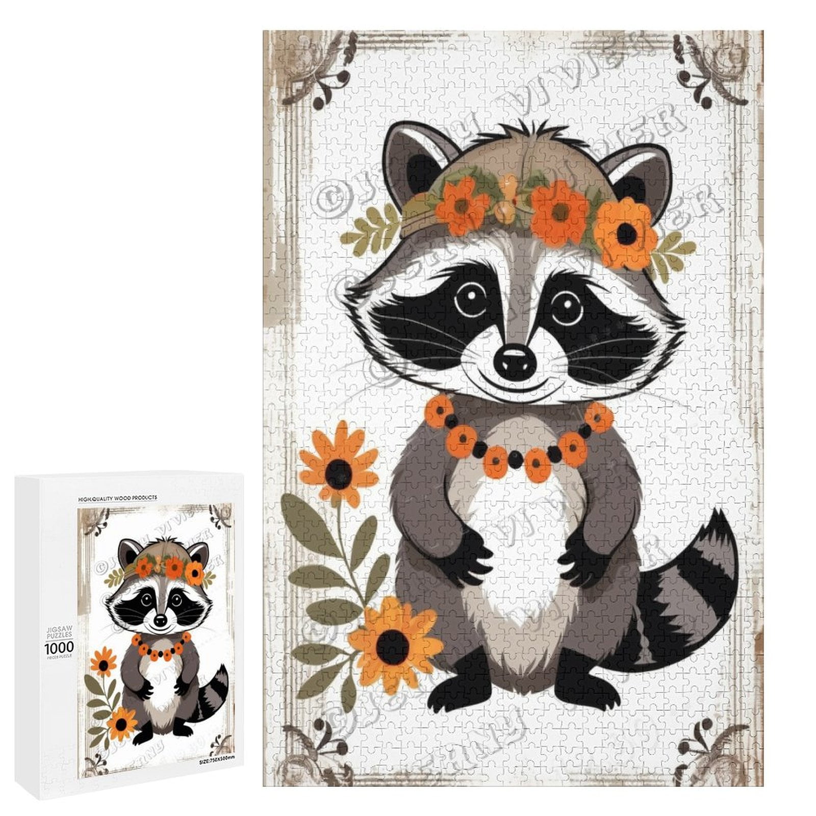 1000 Piece Jigsaw Puzzle – Rustic Farmhouse Style with Raccoon and ...