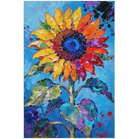 1000 Piece Jigsaw Puzzle, Sunflower Gradient Floral Artwork, Fine Art ...