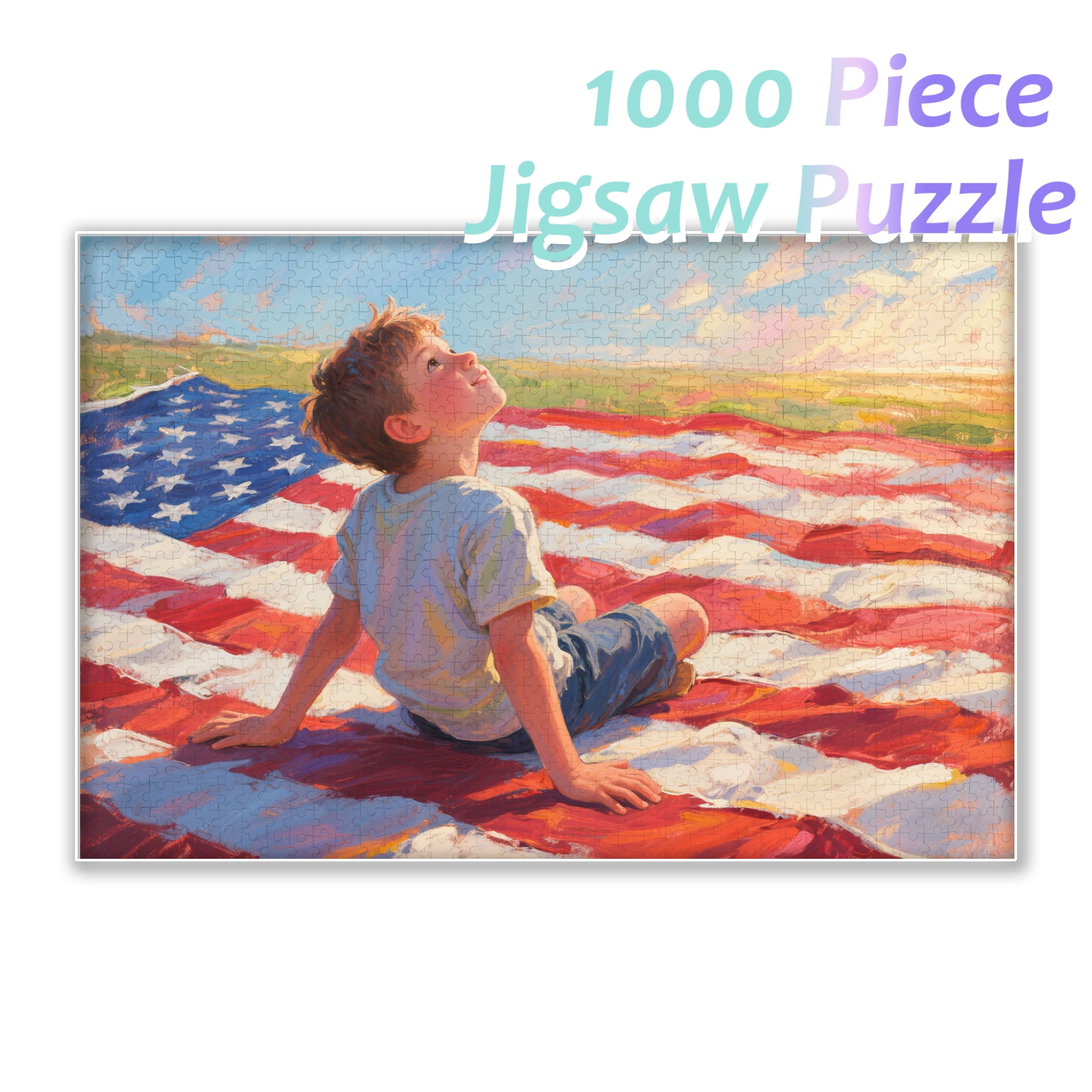 1000 Piece Jigsaw Puzzle - flag day independence day little boy Adult ...