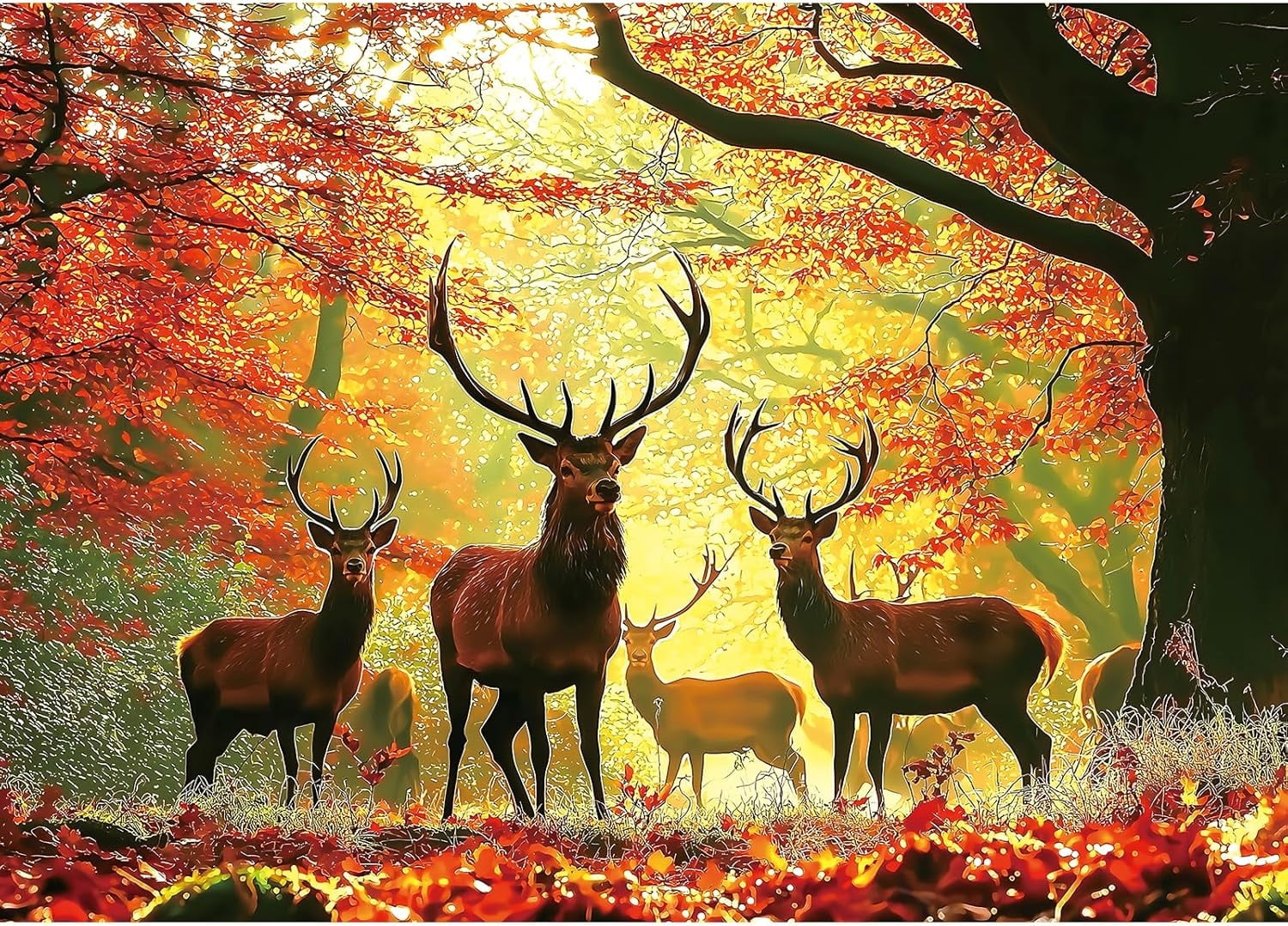 1000 Piece Jigsaw Puzzle for Adults - Autumn Elk Mountain Landscape ...