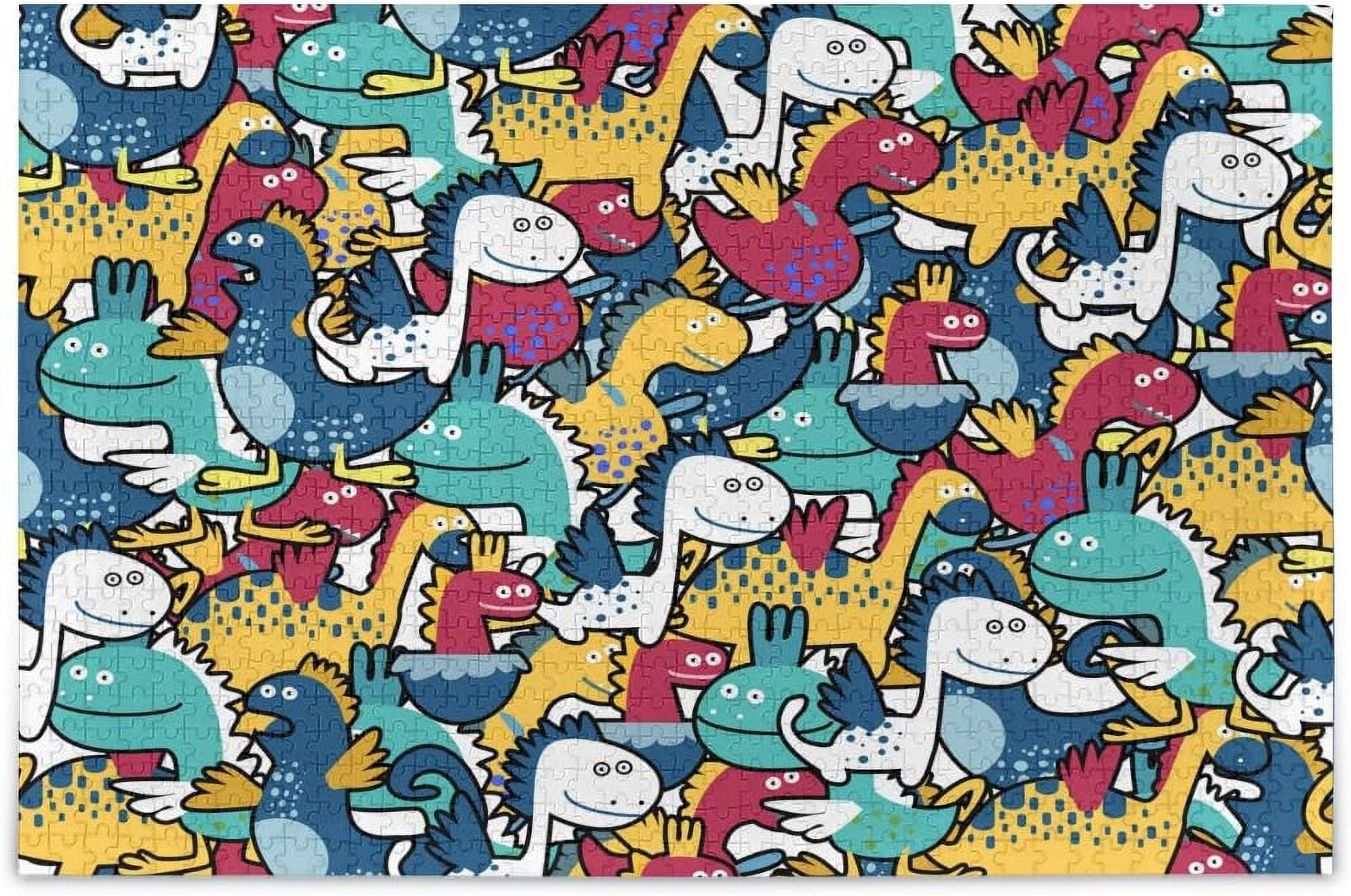 1000 Piece Jigsaw Puzzle for Adults Kids, Cute Dinosaurs Fun Puzzles ...