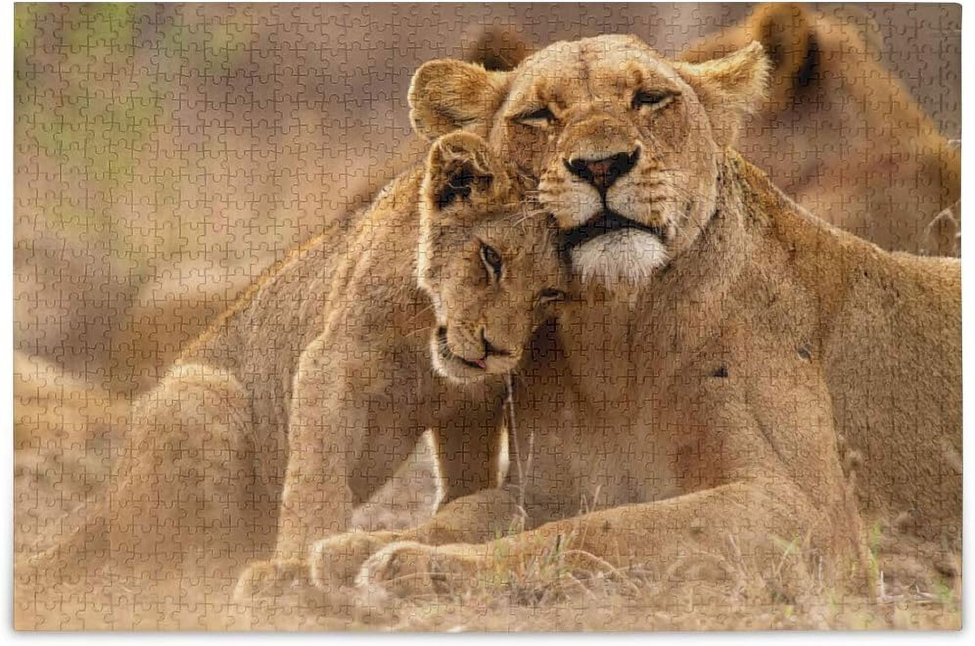 1000 Piece Jigsaw Puzzle for Adults Kids, Cute Lioness and Cub Fun ...