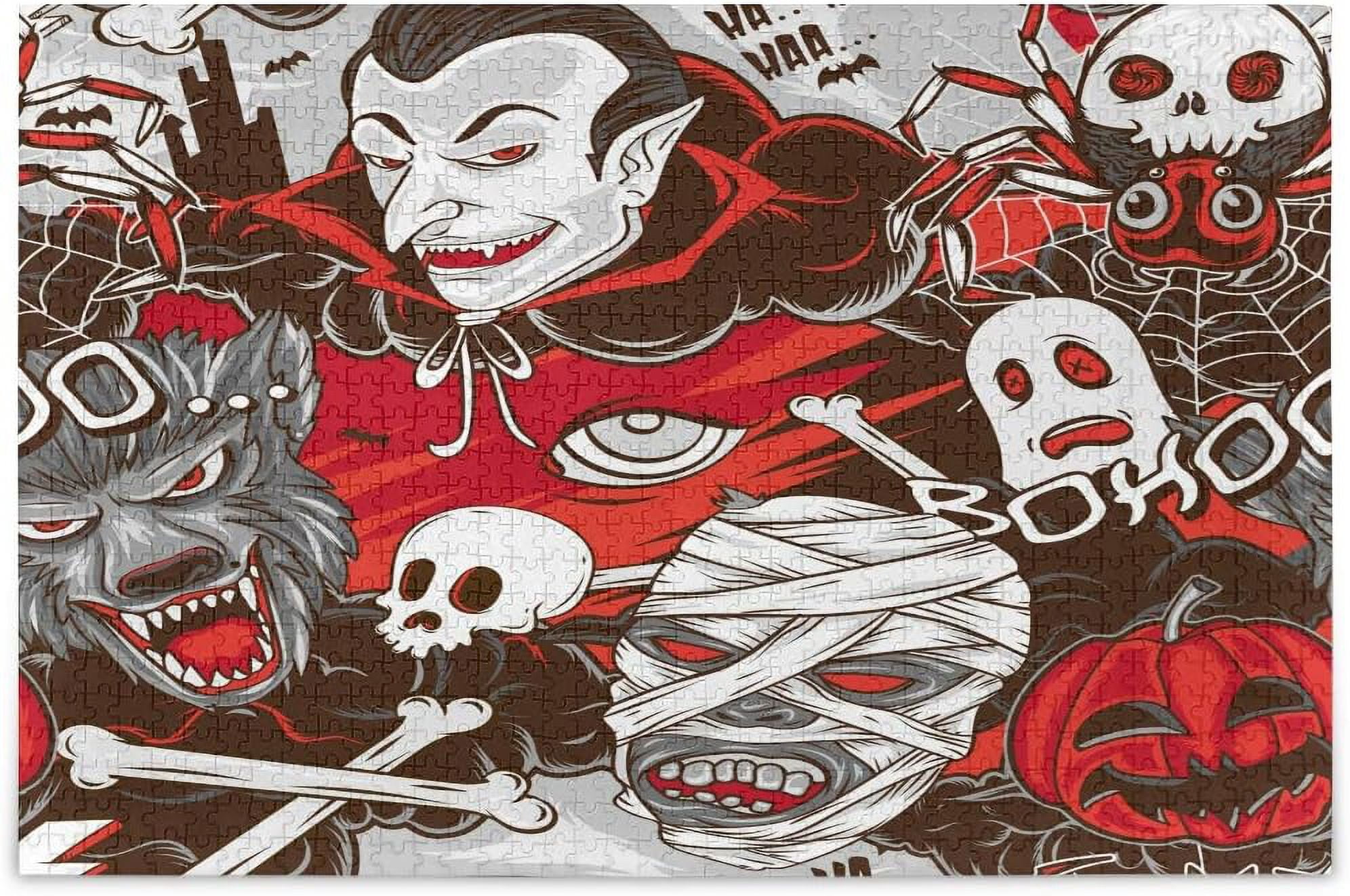 1000 Piece Jigsaw Puzzle for Adults Kids, Halloween Horror Monsters ...