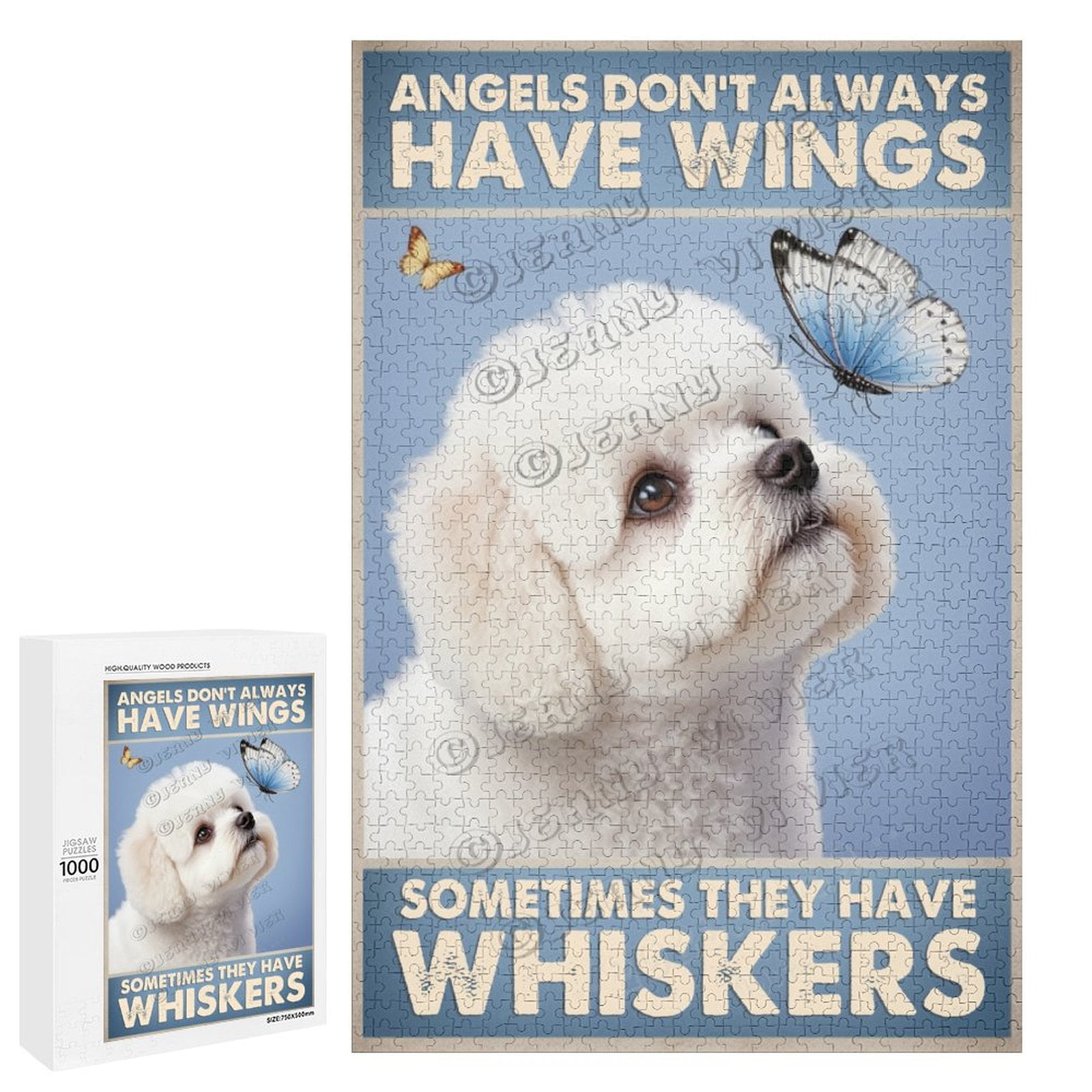 1000 Piece Jigsaw Puzzle for Adults - Wood Puzzles - Bichon Frise Dog ...
