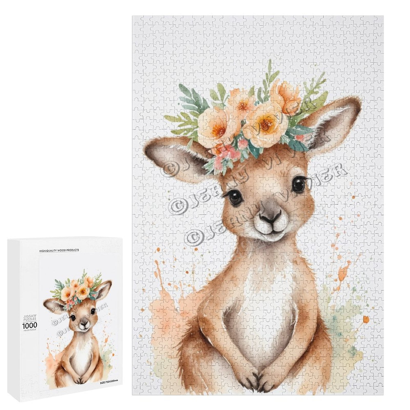 1000 Piece Jigsaw Puzzle for Adults - Wood Puzzles - Cute Kangaroo ...