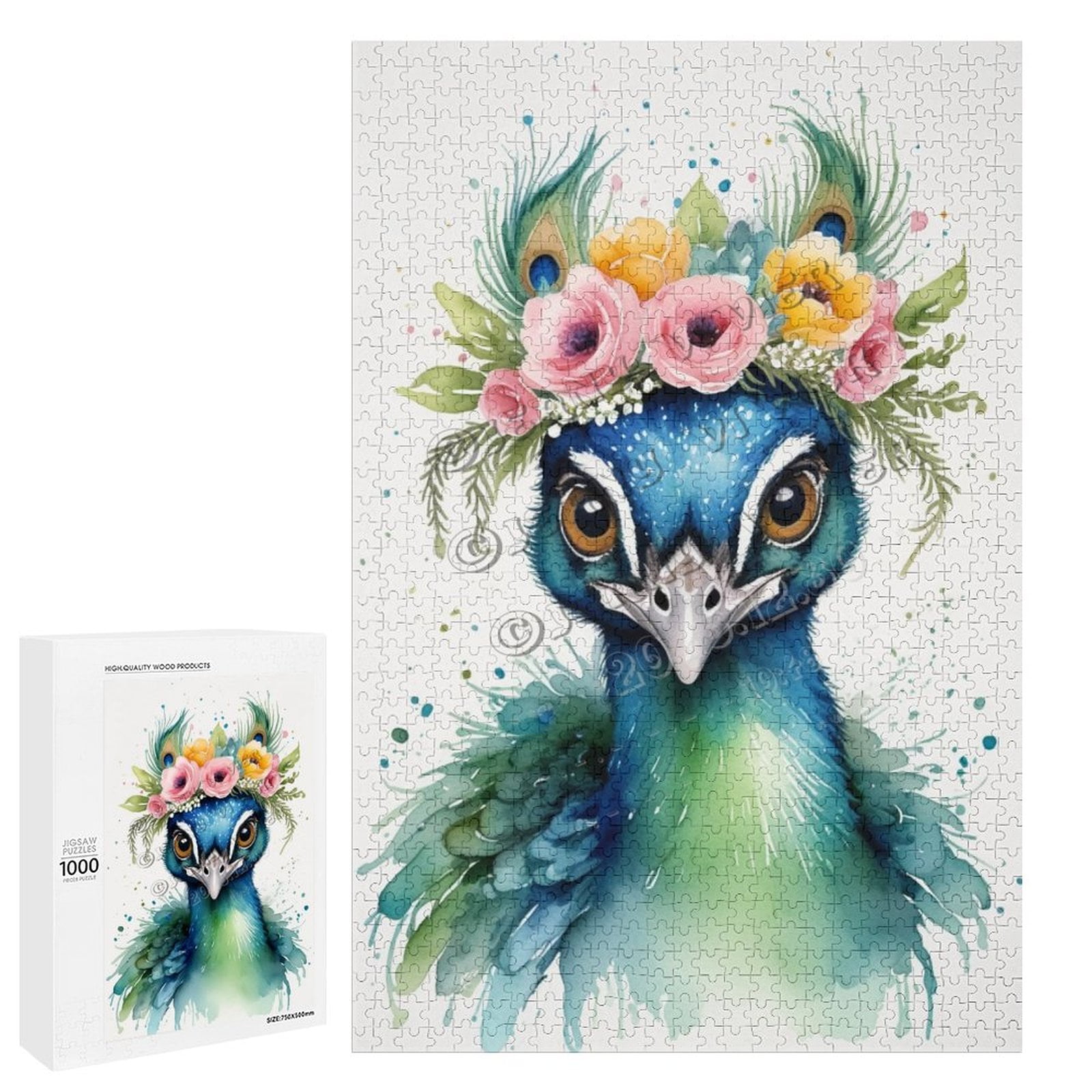 1000 Piece Jigsaw Puzzle for Adults - Wood Puzzles - Cute Peacock ...
