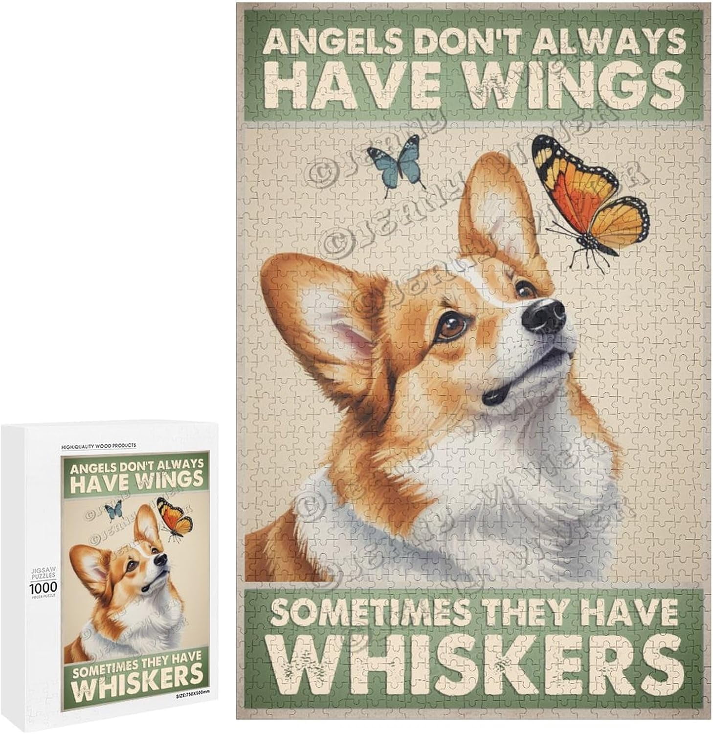1000 Piece Jigsaw Puzzle for Adults - Wood Puzzles - Delightful Corgi ...