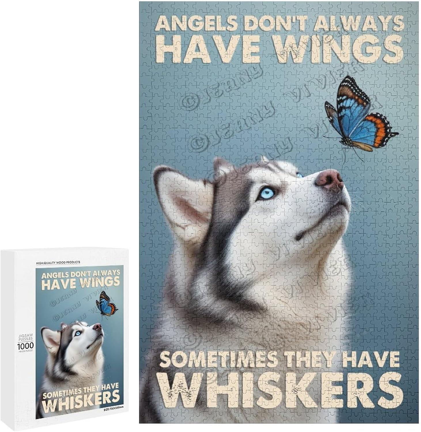 1000 Piece Jigsaw Puzzle for Adults - Wood Puzzles - Husky Dog Theme ...