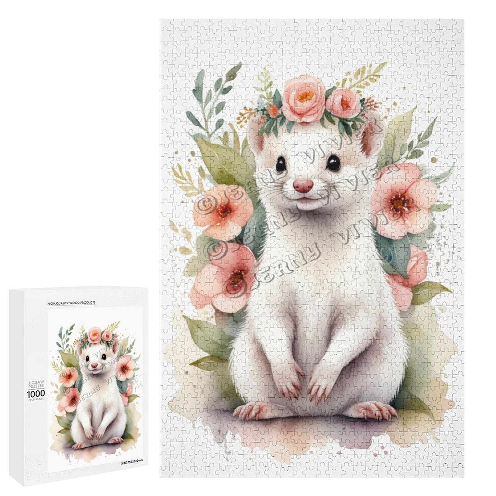 1000 Piece Jigsaw Puzzle for Adults - Wood Puzzles - White Weasel Theme ...
