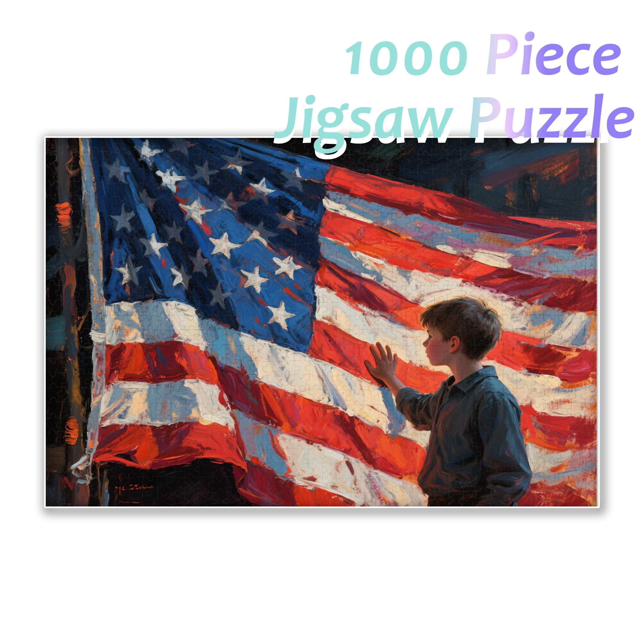 1000 Piece Jigsaw Puzzle - little boy flag day independence day Adult ...