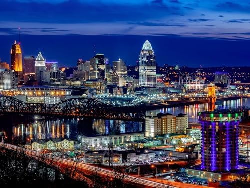 1000 Piece Jigsaw Puzzles for Adults, Family Game - Cincinnati Skyline ...