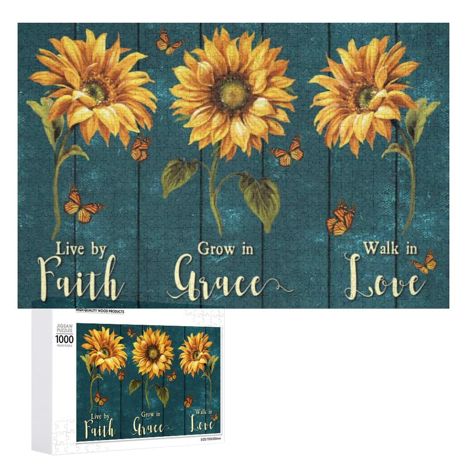 1000 Piece Jigsaw Puzzles for Adults and Kids - Sunflower Faith Grace ...