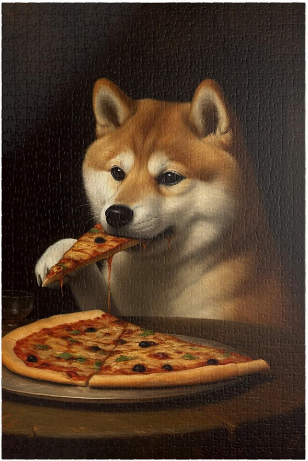 1000 Piece Jigsaw Puzzles for Adults Shiba Inu Enjoying Pizza Animal ...