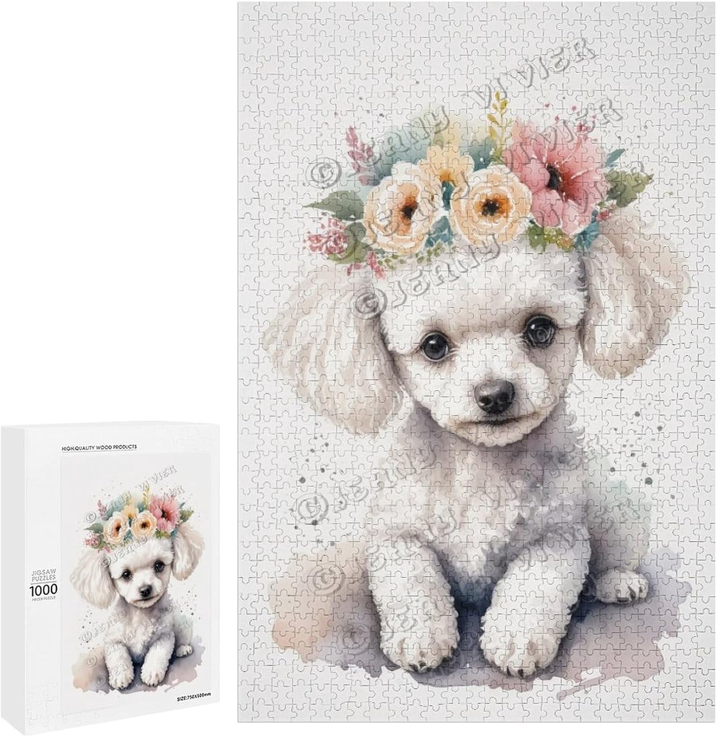 1000 Piece Jigsaw Puzzles for Adults - Wood Puzzles - Watercolor White ...