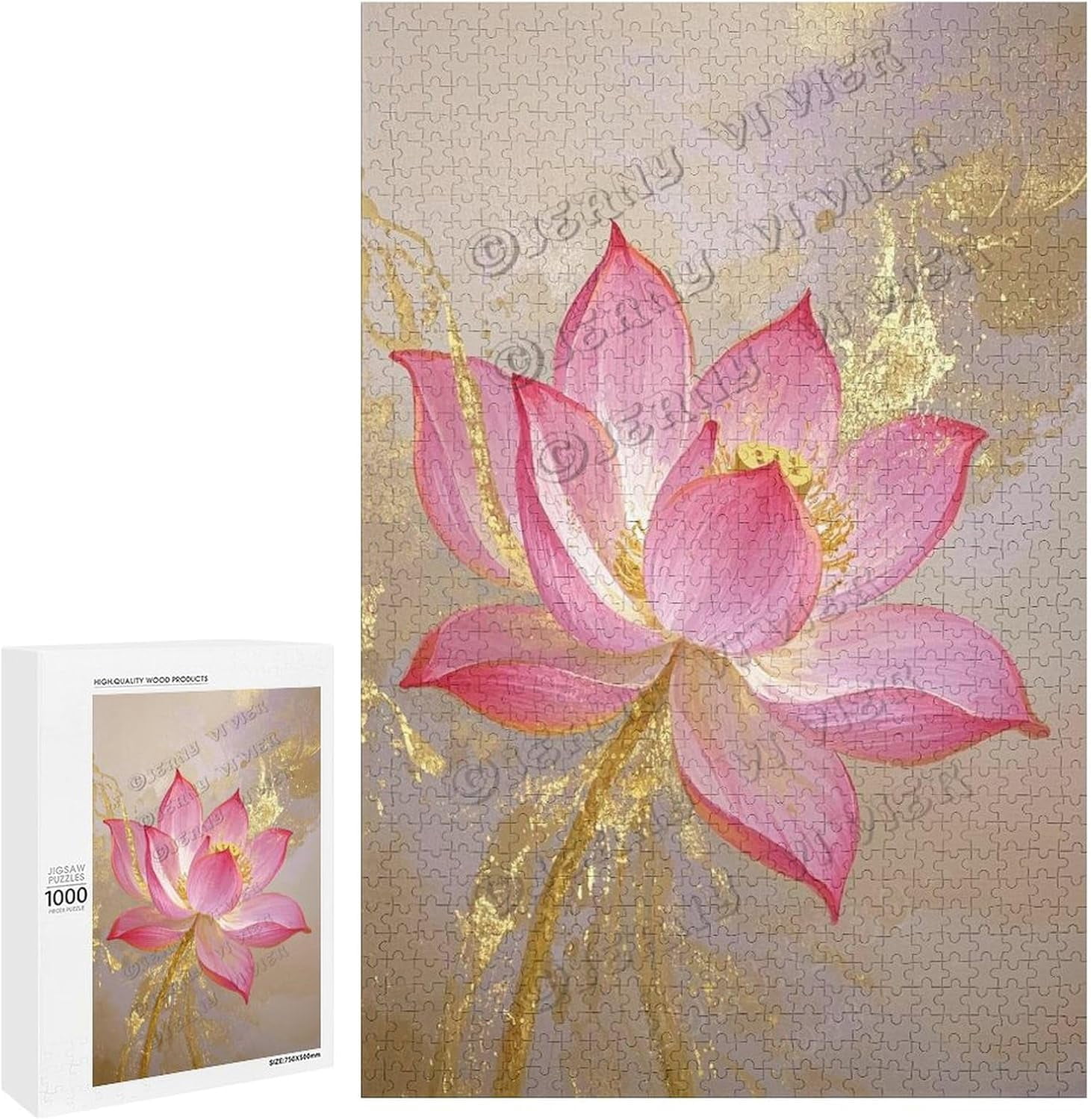 1000 Piece Lotus Wooden Jigsaw Puzzle – Aquatic Flower for Adults ...