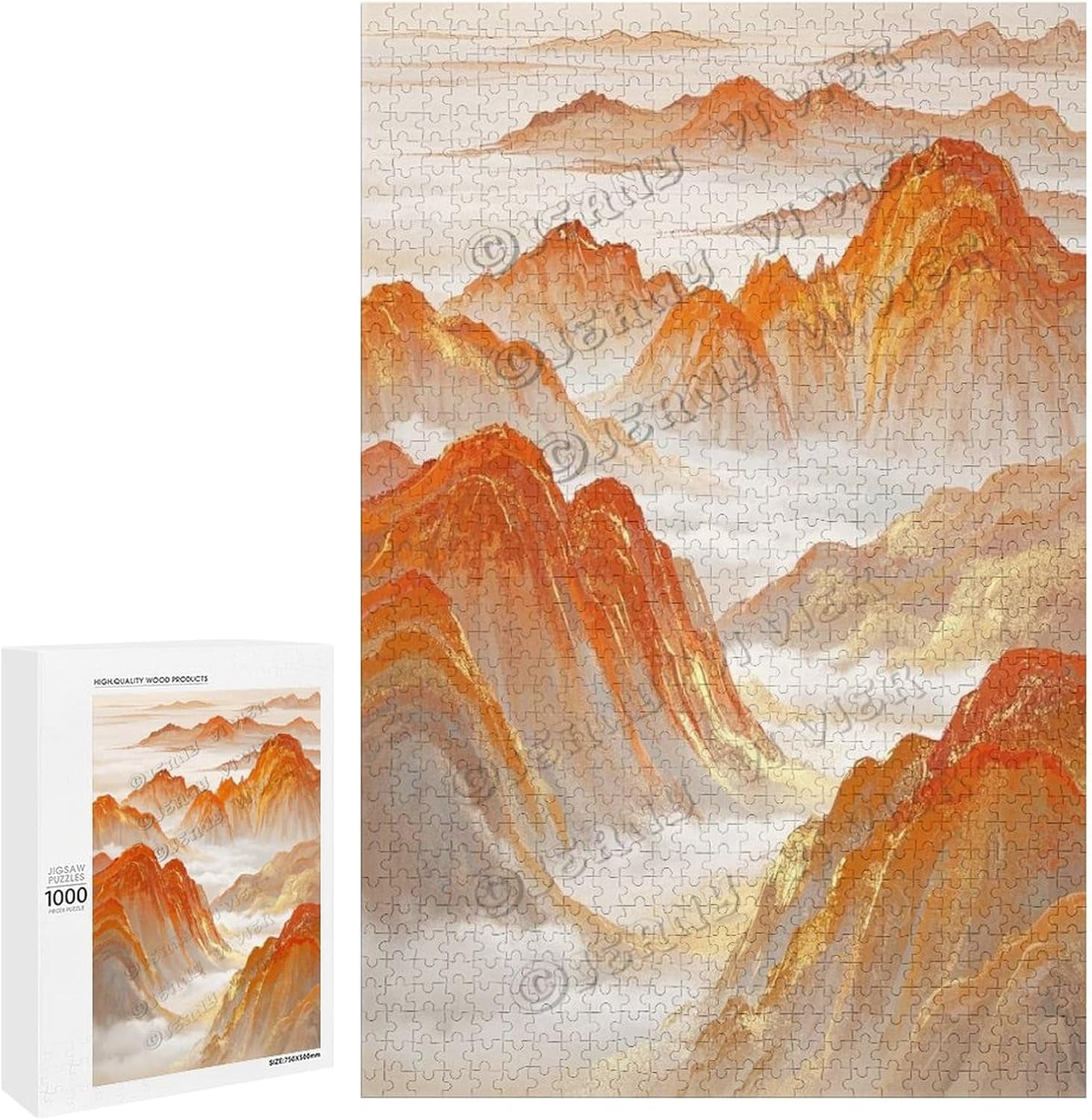 1000 Piece Orange and Gold Mountain Jigsaw Puzzle – Stunning Landscape ...