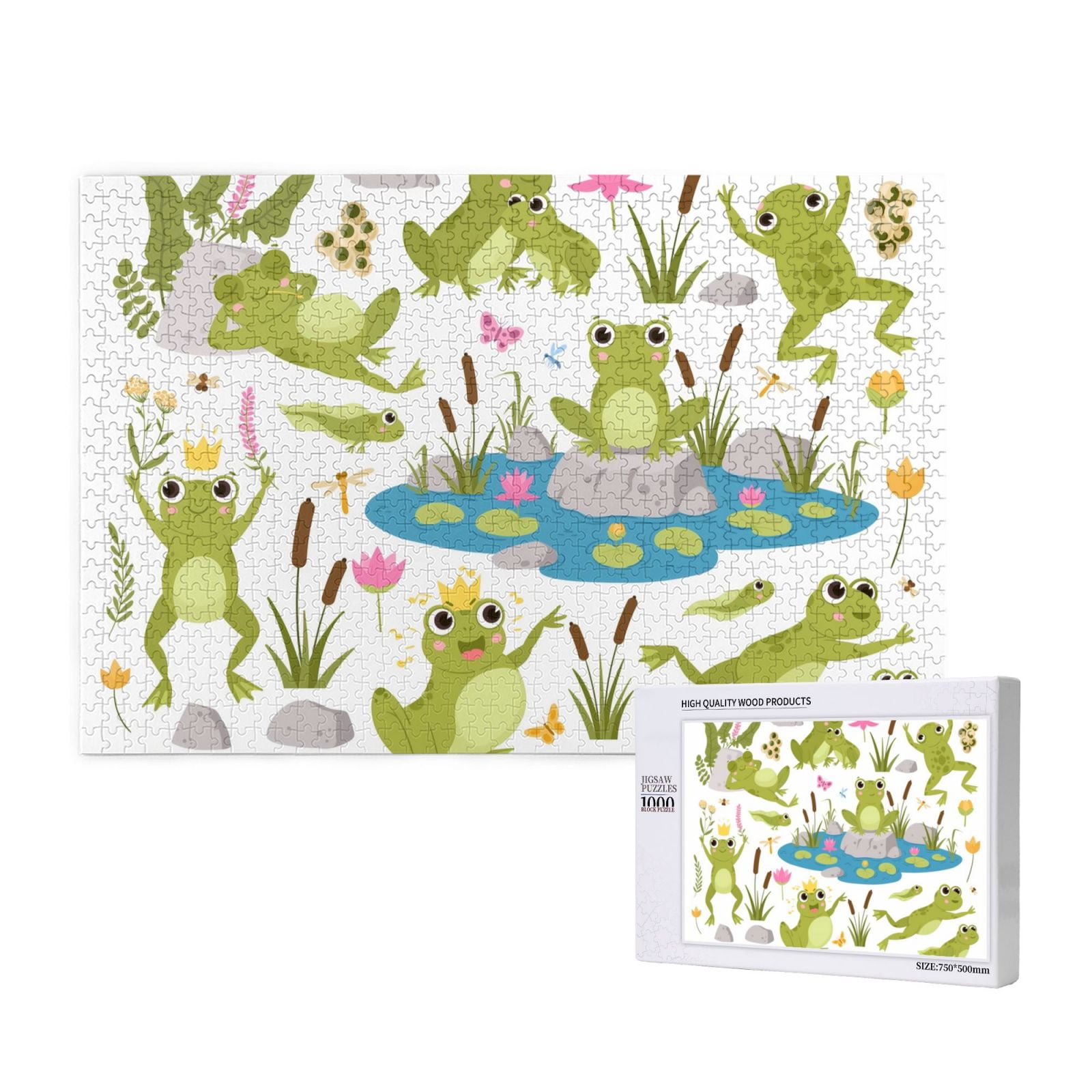 1000 Piece Photo Puzzle Cartoon Frogs Family Reunion Puzzle, Wooden ...