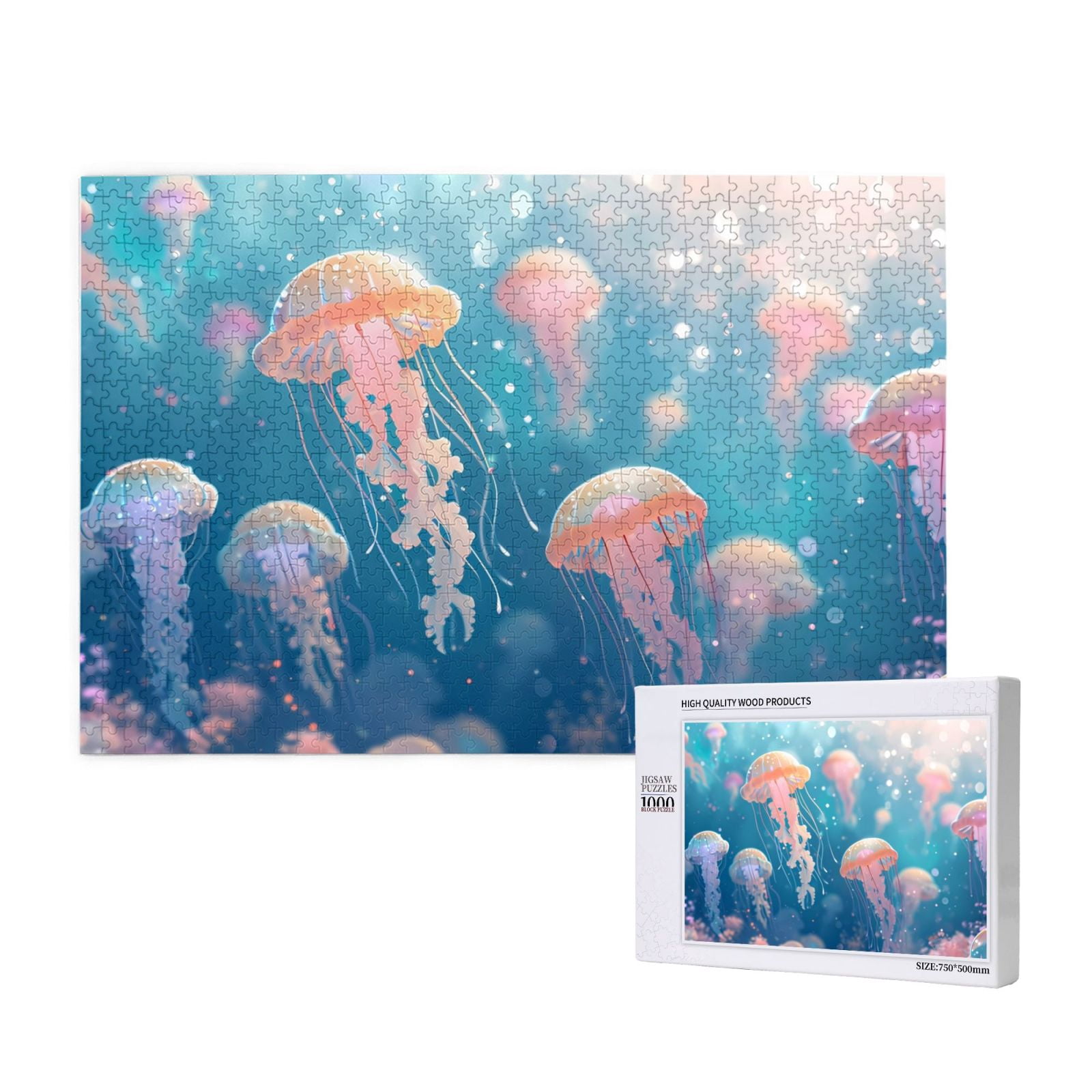 1000 Piece Photo Puzzle Dreamy Underwater Jellyfish Family Reunion ...