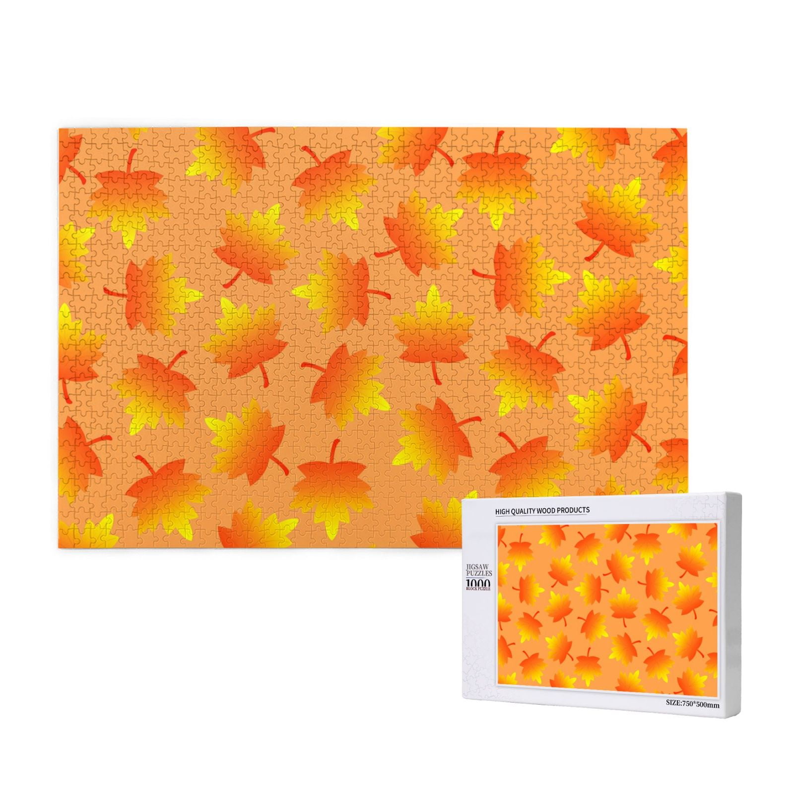 1000 Piece Photo Puzzle Fall Maple Leaves Family Reunion Puzzle, Wooden ...