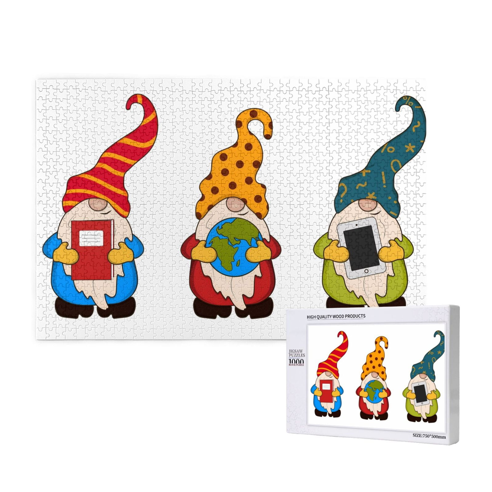 1000 Piece Photo Puzzle Gnomes Are Holding School Supplies Family ...