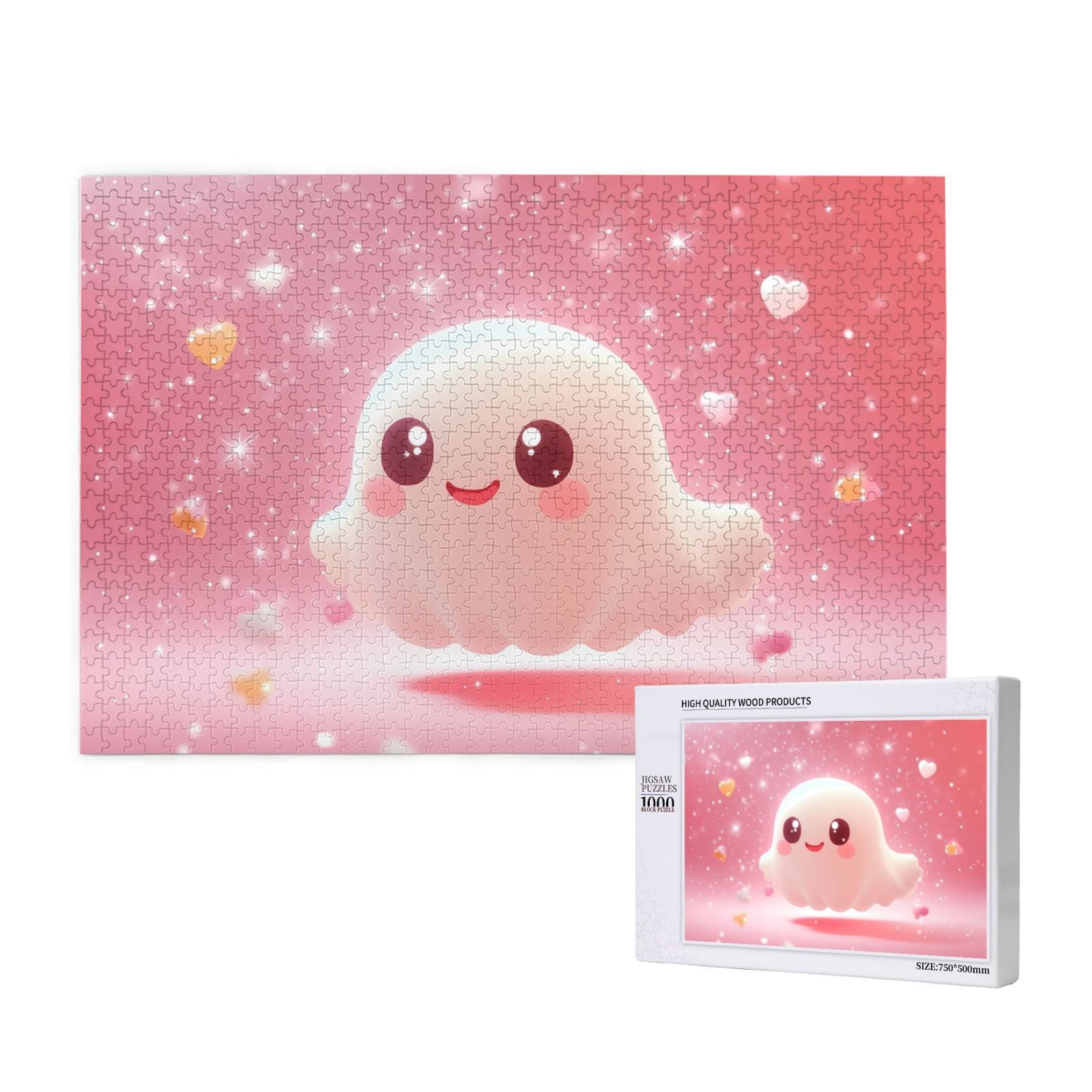 1000 Piece Photo Puzzle Halloween Pink Cute Ghost A Family Reunion ...