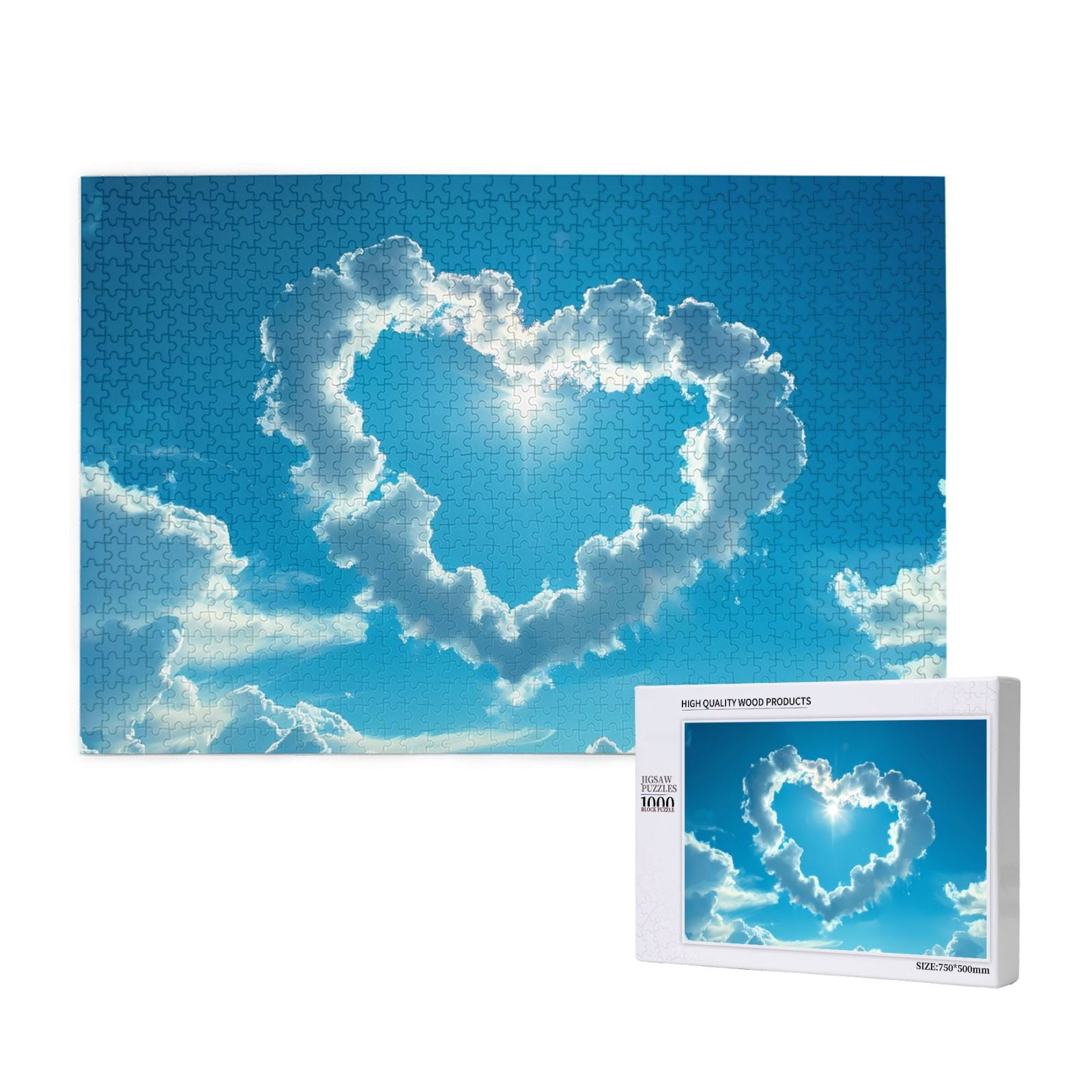 1000 Piece Photo Puzzle Heart Shaped Cloud Family Reunion Puzzle ...