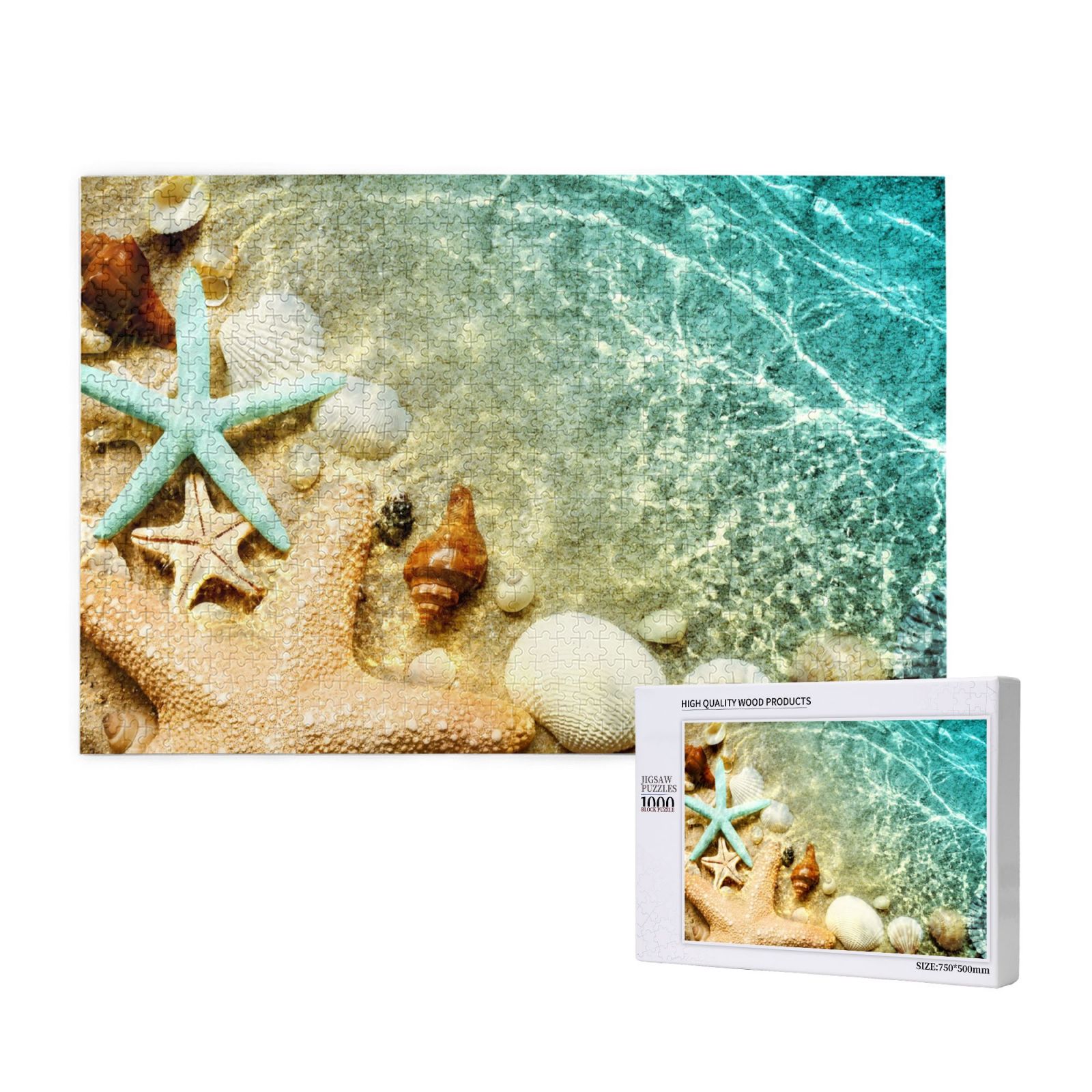 1000 Piece Photo Puzzle Starfish And Seashell Family Reunion Puzzle ...