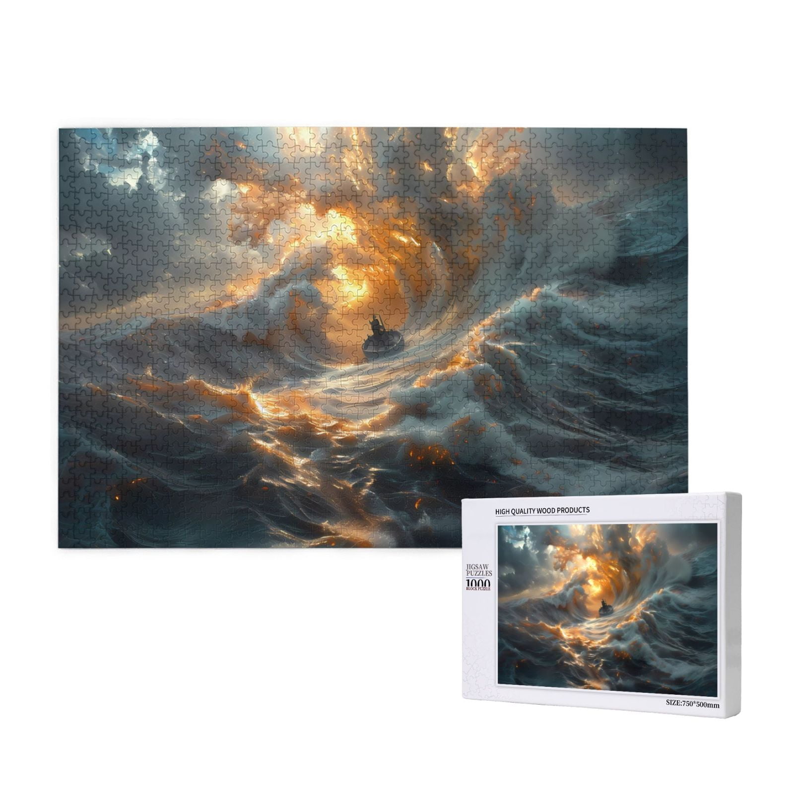 1000 Piece Photo Puzzle Stormy Ocean Vortex Family Reunion Puzzle ...