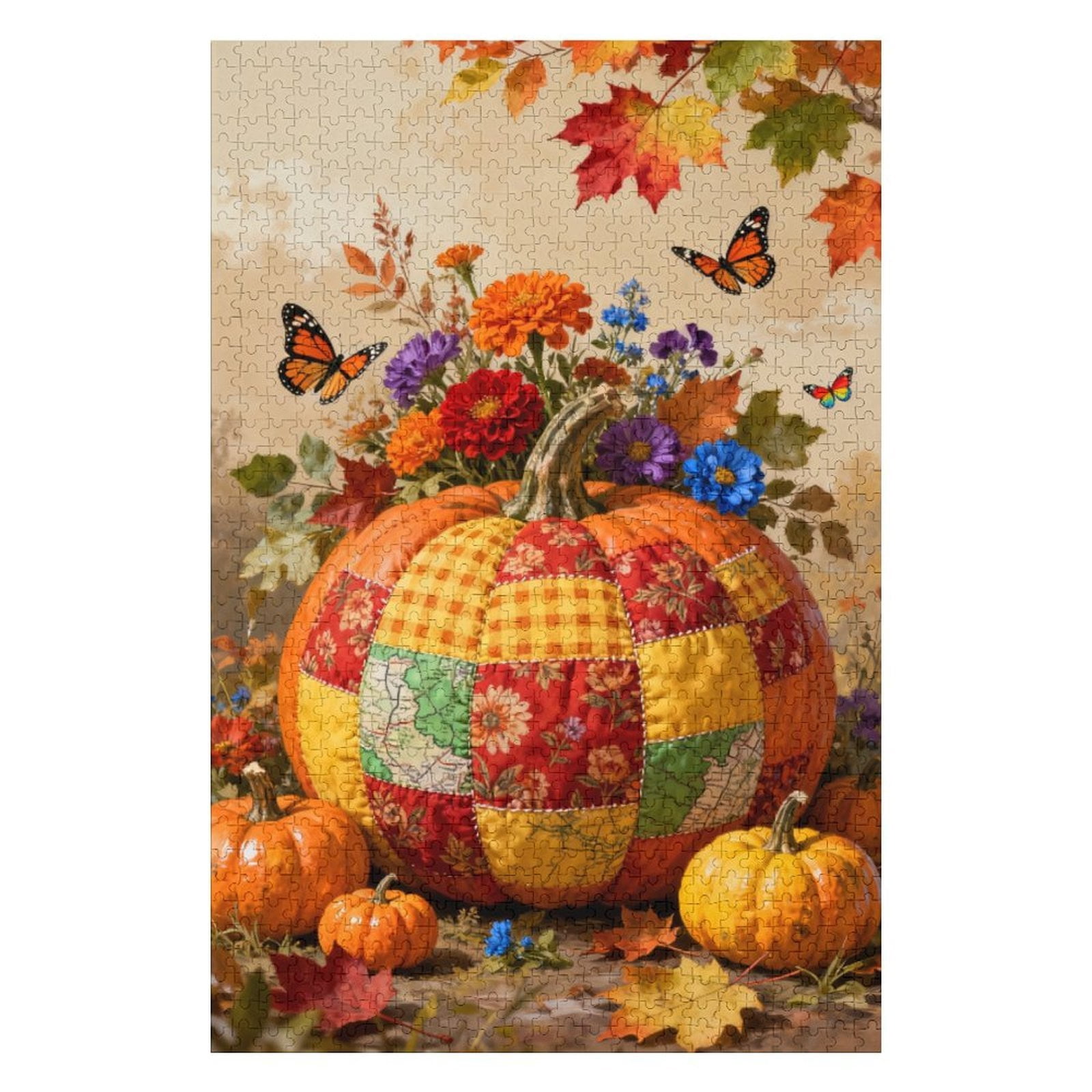 Pumpkin Garden 1000 Piece Puzzle for Adults, Autumn Fabric Art ...