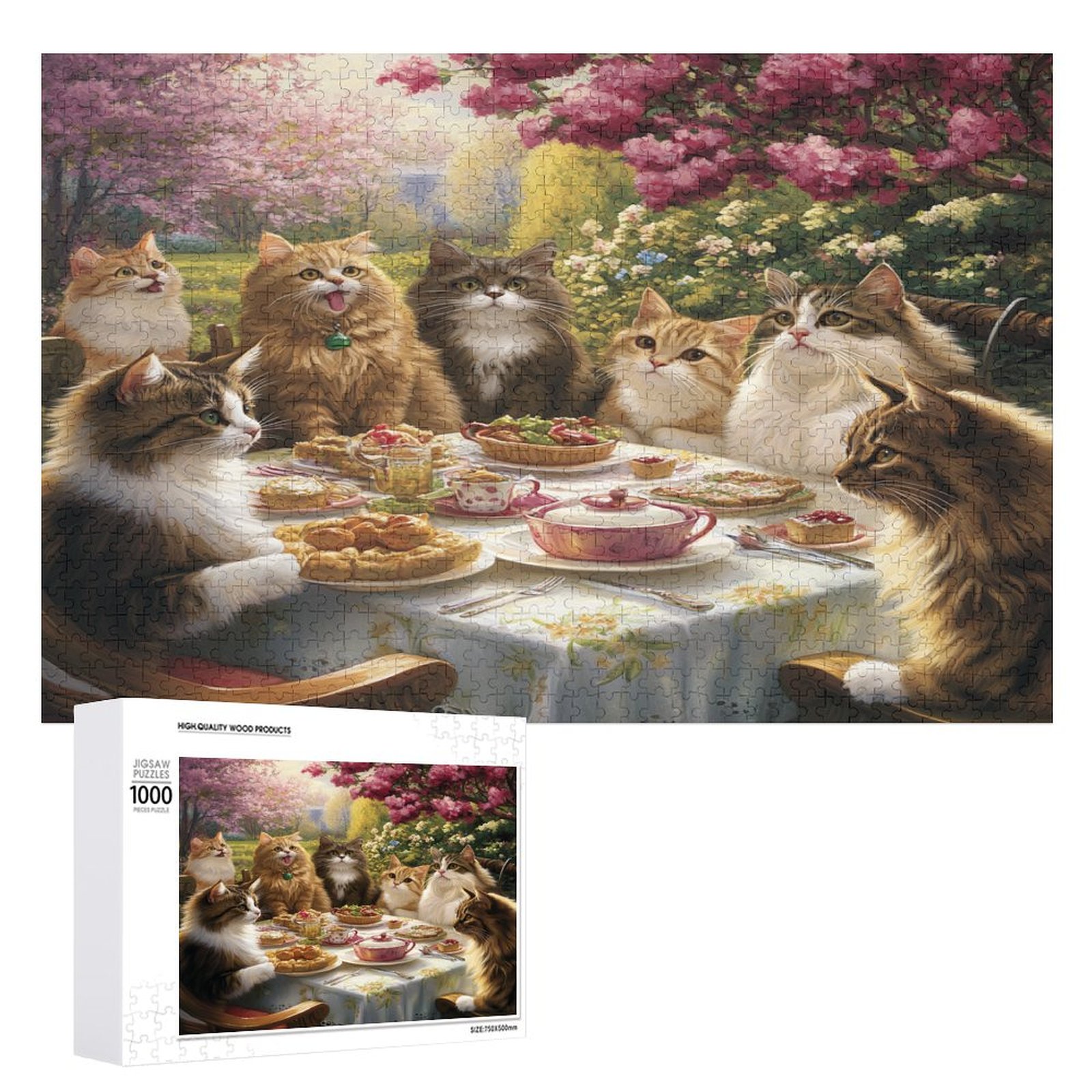 1000 Piece Puzzle for Adults Cats Purrfect Picnic Wooden Jigsaw Puzzles ...