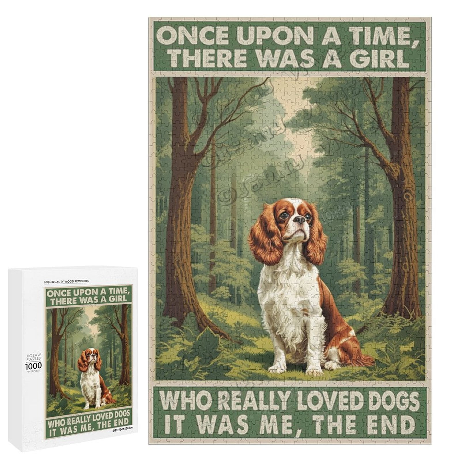 1000 Piece Puzzle – Cavalier King Charles Spaniel Dog with Spring ...