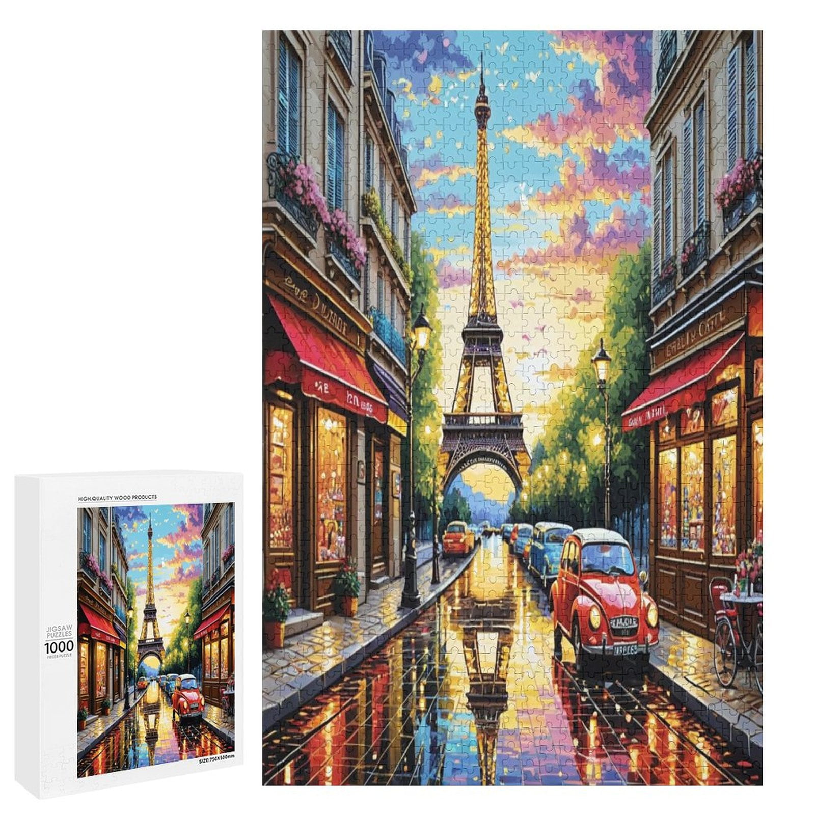 1000 Piece Puzzle For Adults Romantic Eiffel Tower Street Puzzles For Kids & Teens,Fun ...