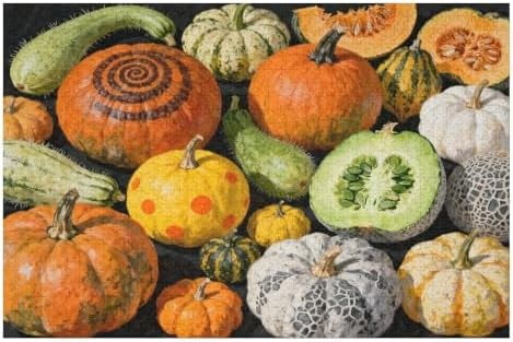 1000 Piece Puzzle for Adults, Colorful Pumpkins and Gourds Artwork ...