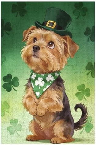 1000 Piece St Patrick’s Day Yorkshire Terrier Clover Puzzle for Adults ...
