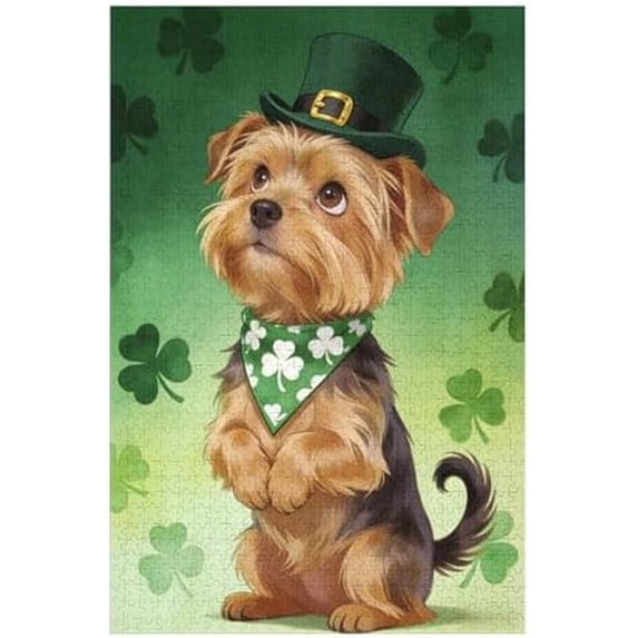 1000 Piece St Patrick’s Day Yorkshire Terrier Clover Puzzle for Adults ...