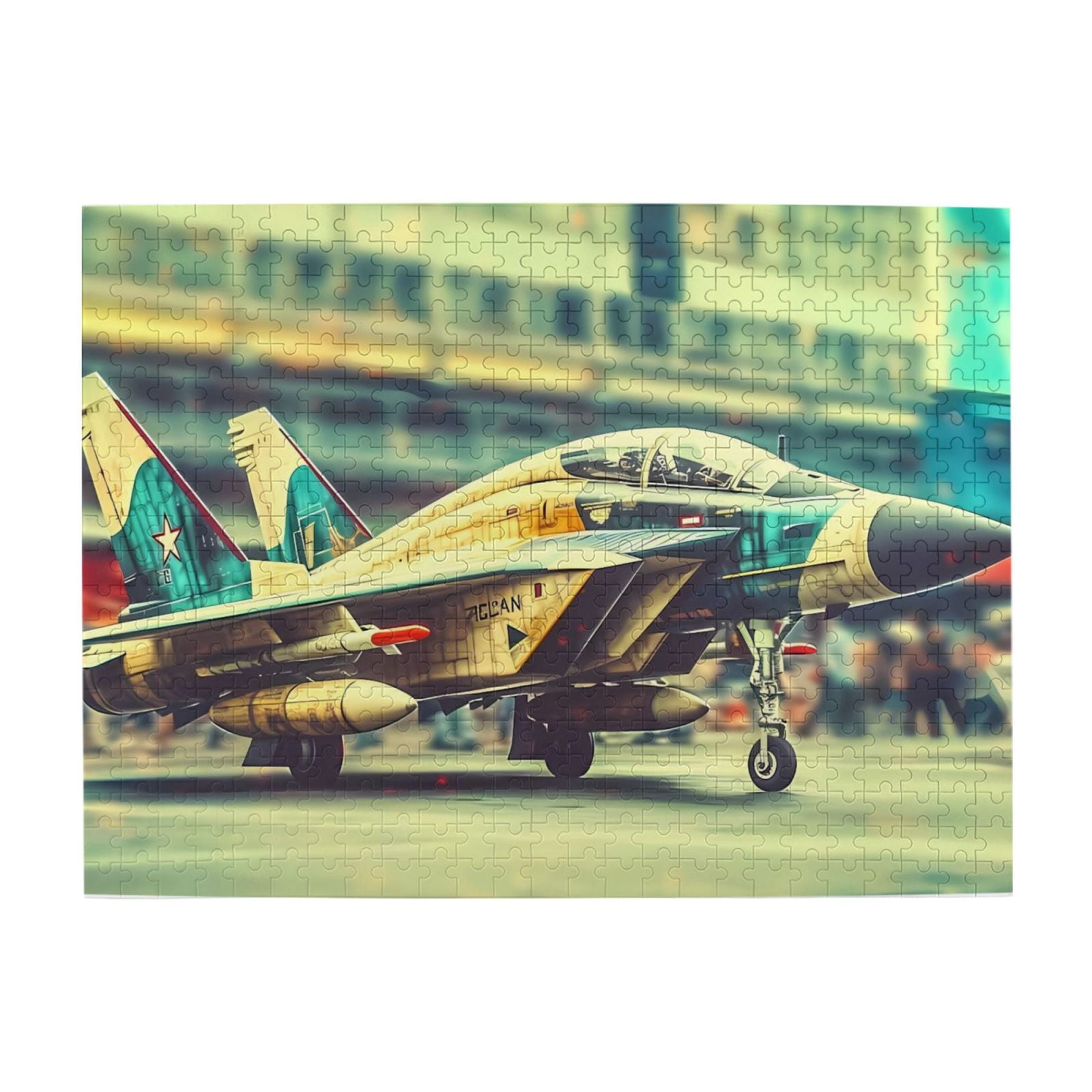 1000 Piece Vibrant Fighter Jet Artwork Wooden Puzzle For Adults ...